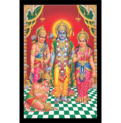 Shree Ram Sita Hanuman ji Engineered Wood Multicolor Photo Frame With ...