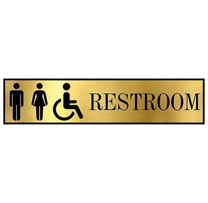 Customized Sign Board For Restroom Toilet Washroom With Golden Acrylic ...